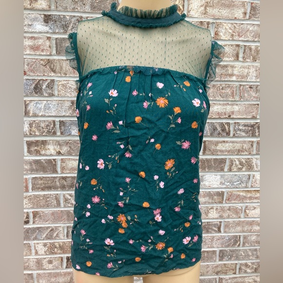 Arizona Jean Company | Tops | Ox Dark Green Floral Mesh Netted Halter ...